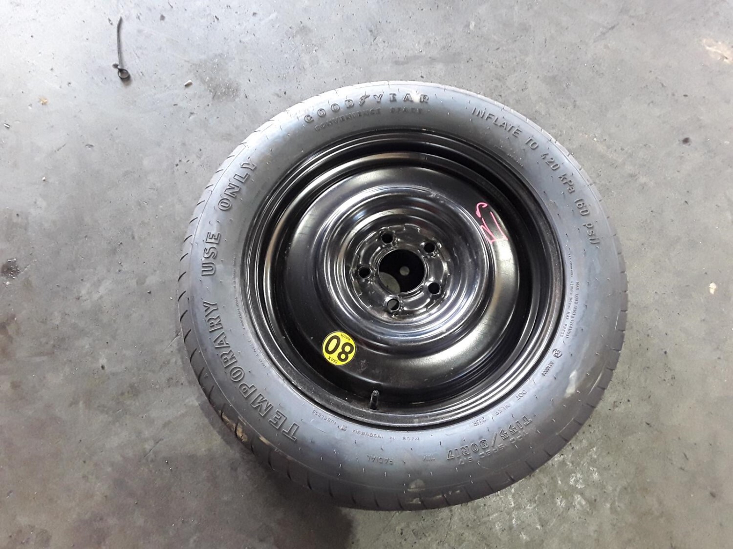 FORD FALCON FG MKI-MKII 17 X 4 INCH STEEL WHEEL WITH T155/80/17 TYRE 131859